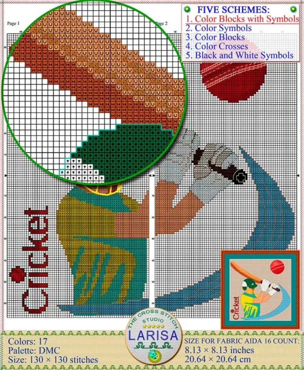 Cricket Cross Stitch Pattern | Cricketer | Cricket Player ...