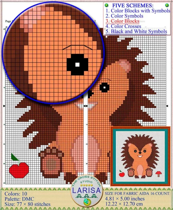 Hedgehog Cross Stitch Pattern | Cross-stitch the Adorable Hedgie ...