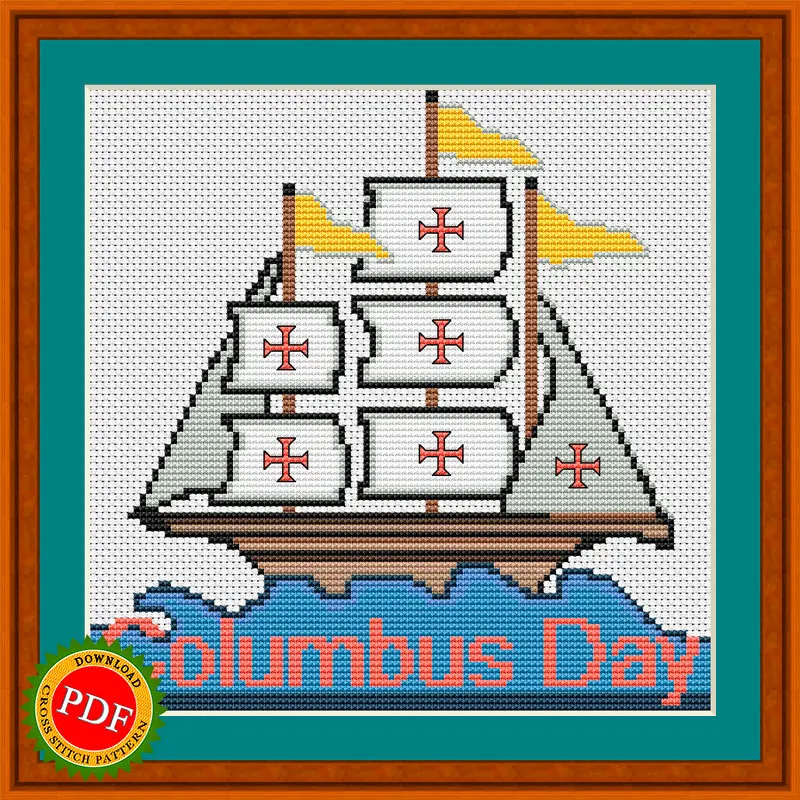 Columbus Day Cross Stitch Pattern | Happy Columbus Day | LarisaXStitch ...